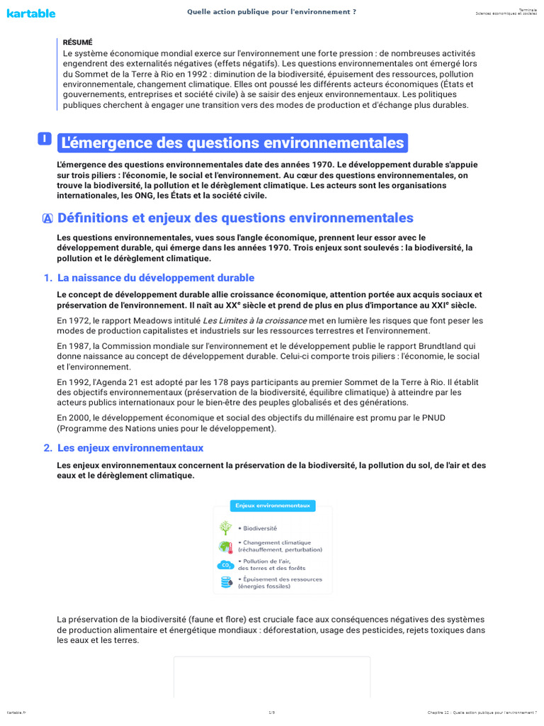 Quelle Action Publique Pour Lenvironnement | PDF