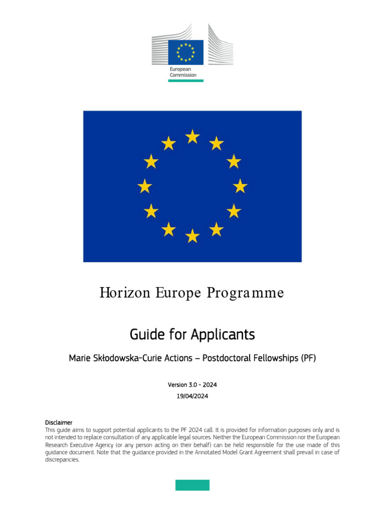 Guide for Applicants_MSCA PF 2024 | PDF