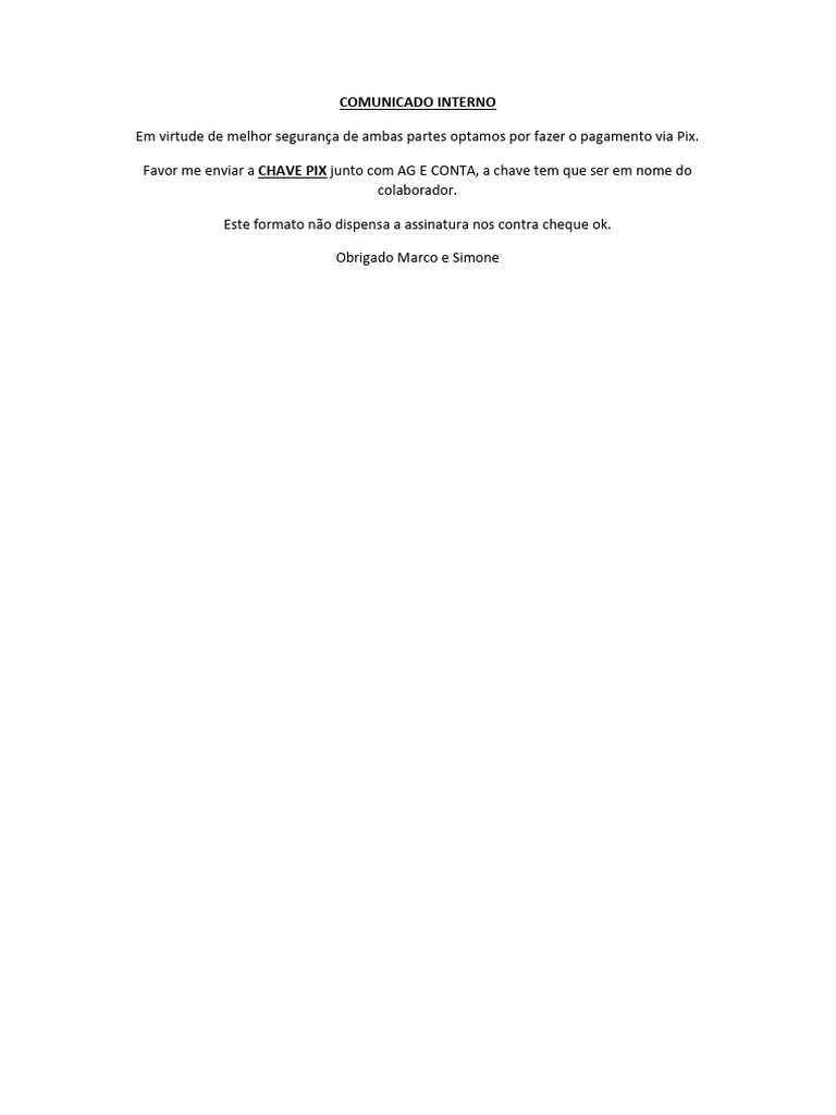 Comunicado Interno | PDF