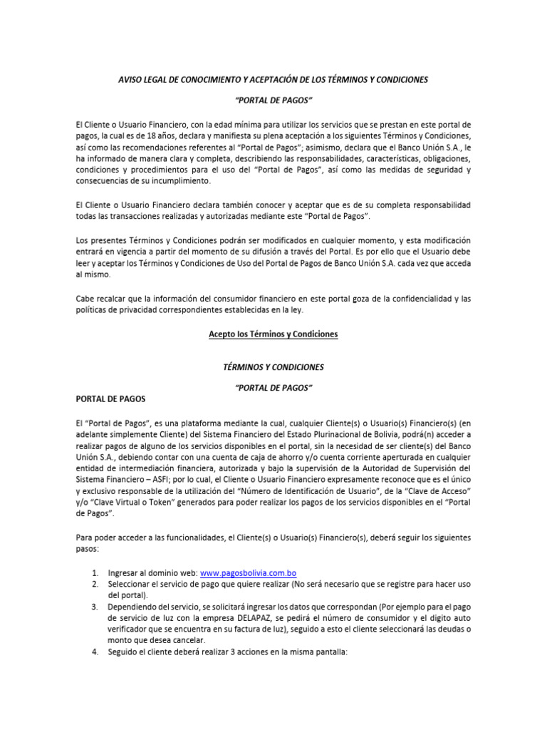 Termino Condiciones | PDF | Bancos | Red mundial