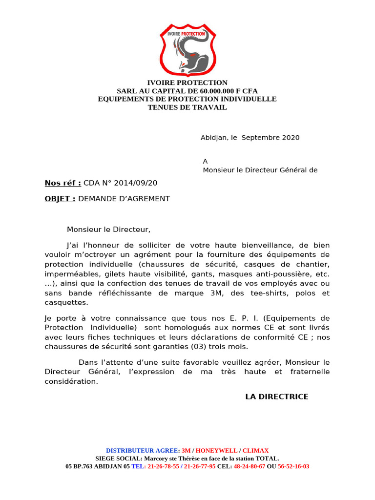 LETTRE D'AGREMENT SPECIMEN | PDF