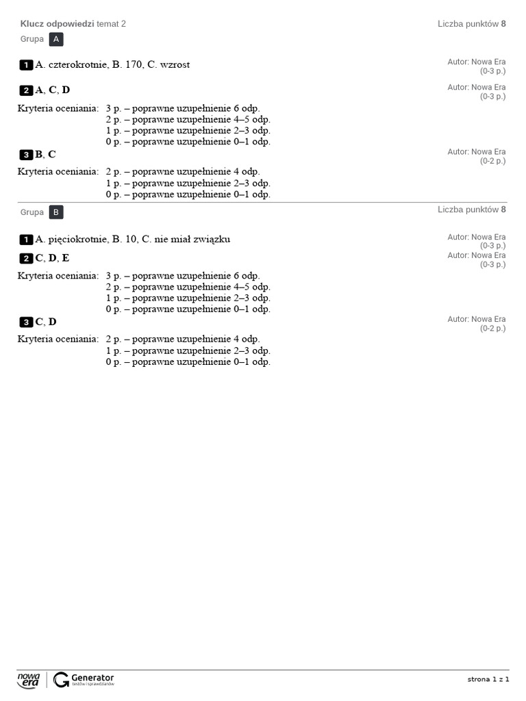 temat 2 Klucz odpowiedzi (2) | PDF