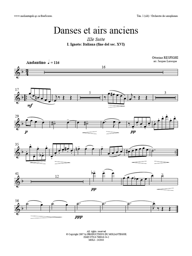 IMSLP252519 PMLP94412 Danses&airs - Anciens 3e - Suite - Ten - 1 2 3 | PDF