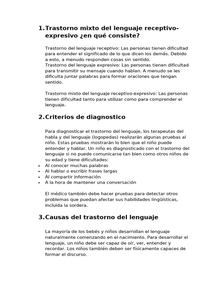 Trastorno Mixto Del Lenguaje Receptivo | PDF