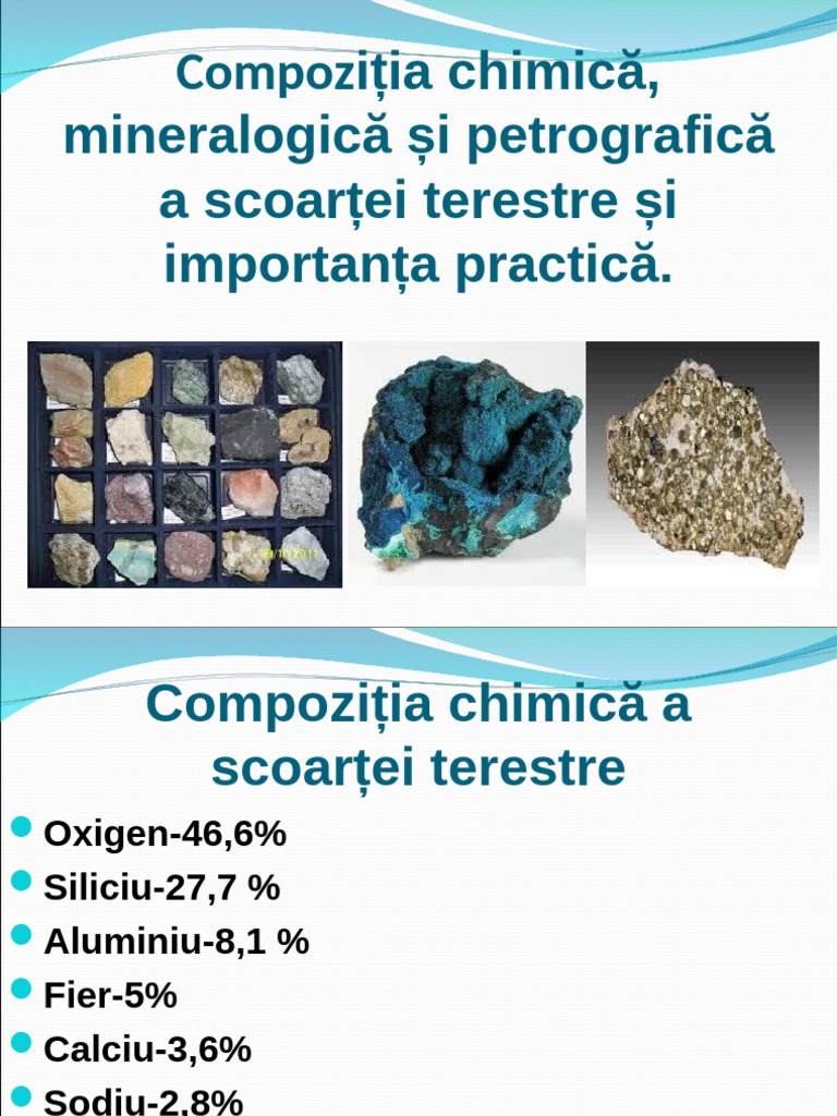 Compozitia Chimica Mineralogica Si Petrografica A Scoartei Terestre ...
