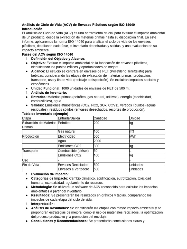 Realizar Un Ciclo de Vida Según La ISO 14040 PERO .. | PDF | Evaluación ...
