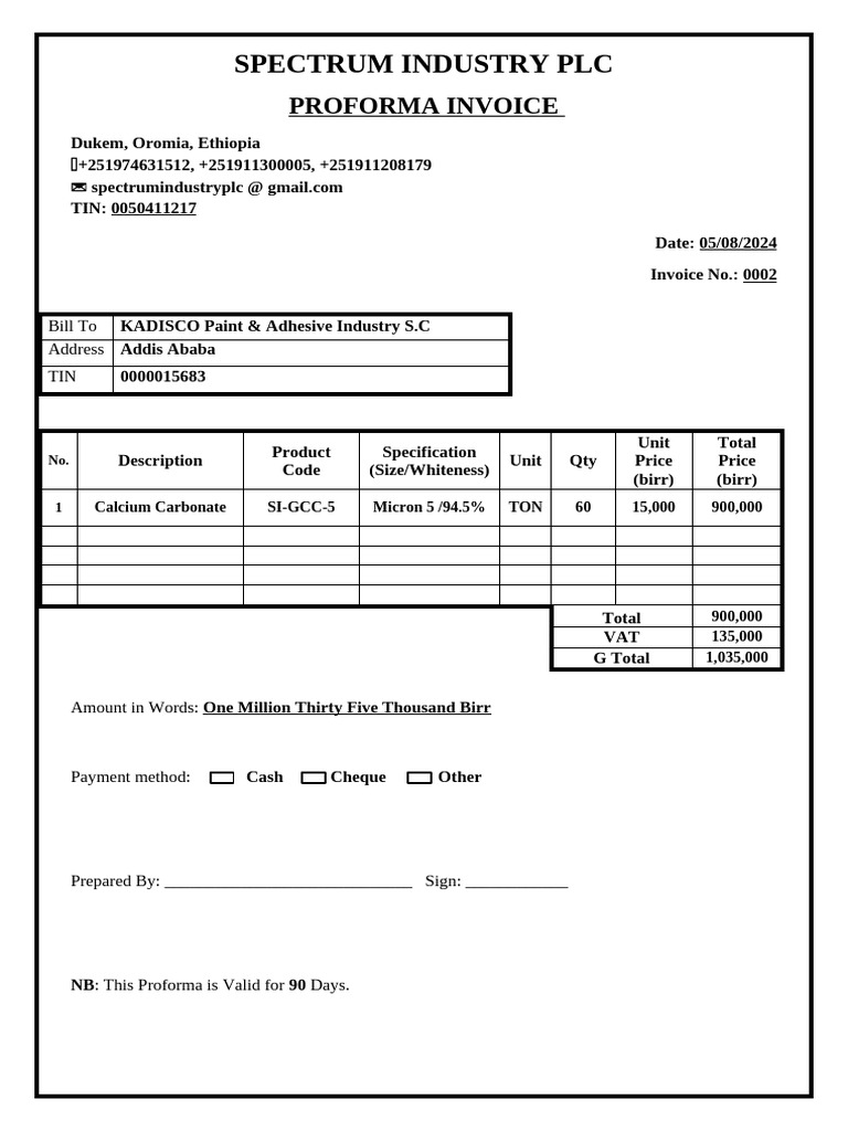 Proforma KADISCO 2017 - 1 | PDF