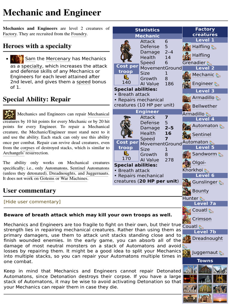 Mechanic and Engineer - Heroes 3 Wiki | PDF