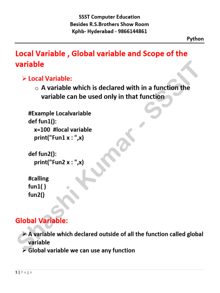 21.local Global Scope of Variables | PDF