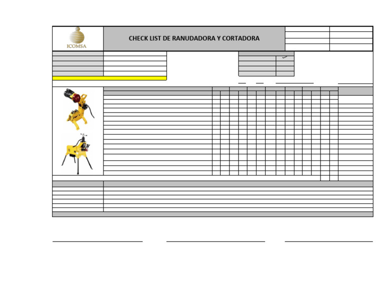 Check List de Ranudadora y Cortadora | PDF