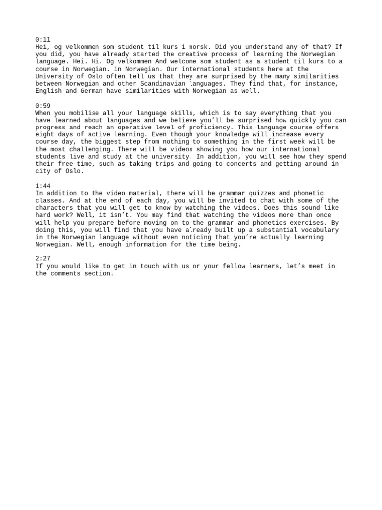 Transcript 1 NORKSKURS | PDF