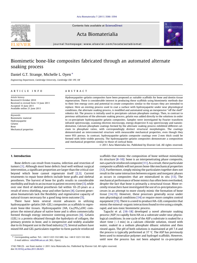 Biomimetic Bone Like Composites Fabricated Through An Automated ...