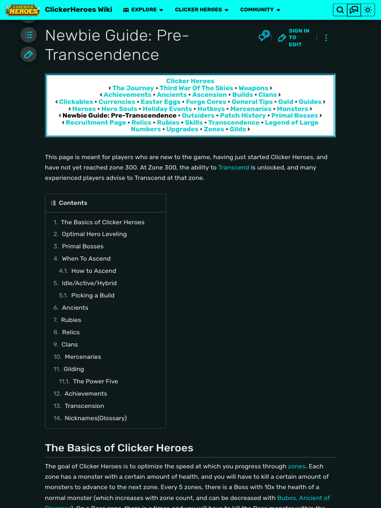 Newbie Guide Pre-Transcendence ClickerHeroes Wiki Fandom | PDF