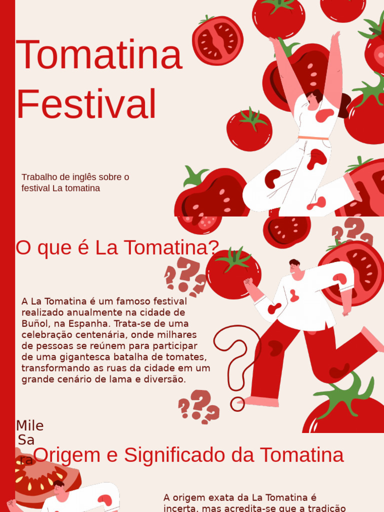 Slide de Ingles Sobre o Festival La Tomatina | PDF