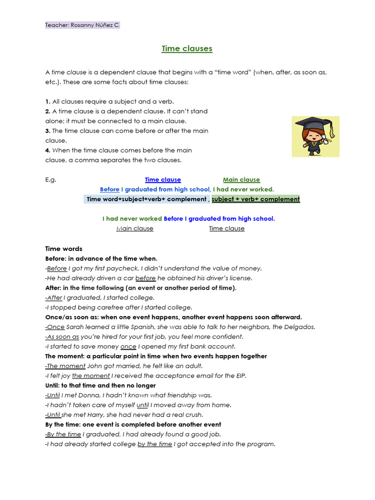 Time Clauses Unit 11-2 | PDF