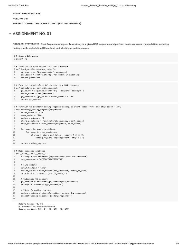 Shriya_Pathak_BioInfo_Assign_01 - Colaboratory | PDF