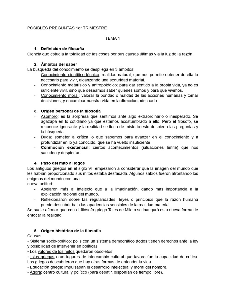 FILO PREGUNTAS 1ER TRIM | PDF