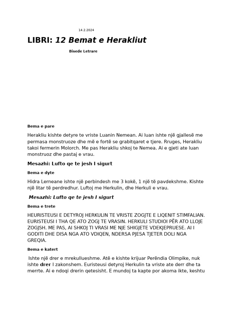 Libri:: 12 Bemat e Herakliut | PDF