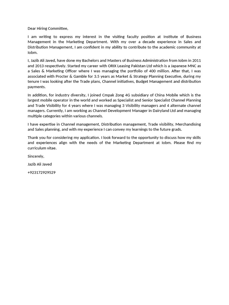 Dear Hiring Committee | PDF