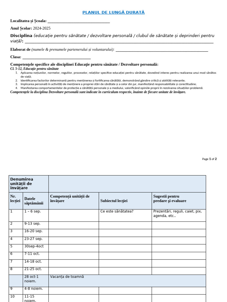 Club LTP template_Rom_2024-2025 | PDF