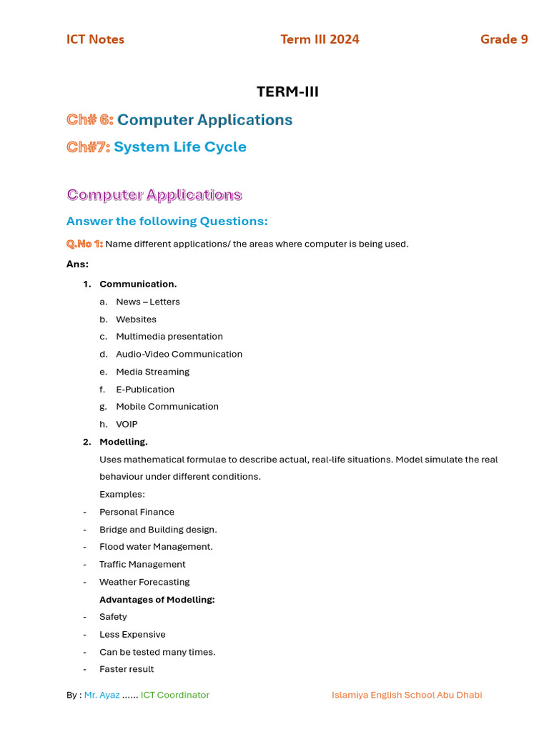 Grade 9 ICT Workhseet Term III 2023-2024 | PDF