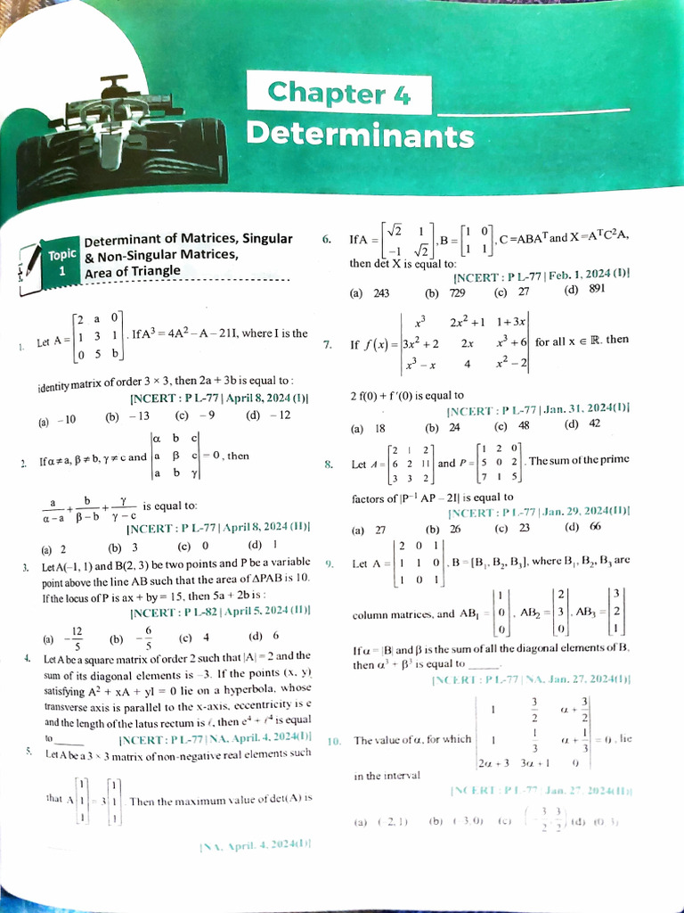 Determinants PYQs | PDF