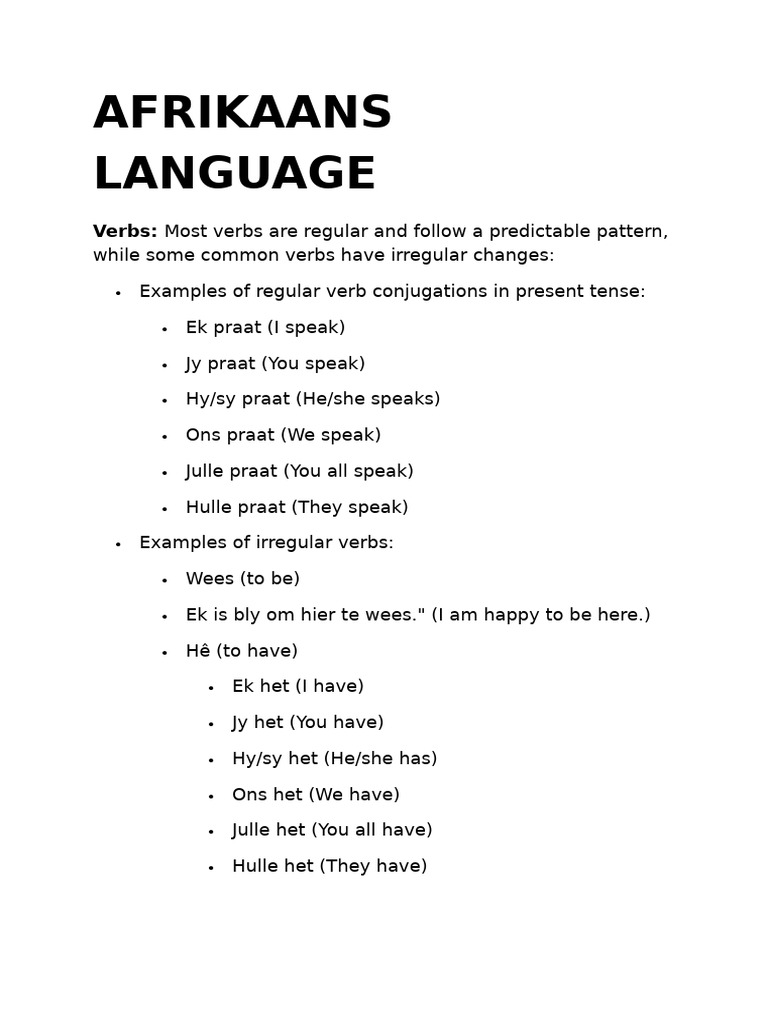 AFRIKAANS LANGUAGE | PDF