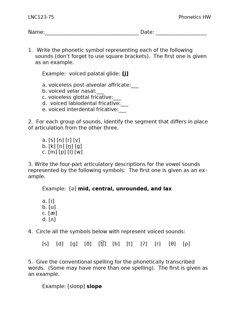 Phonetics HW | PDF | Phonetics | Human Voice