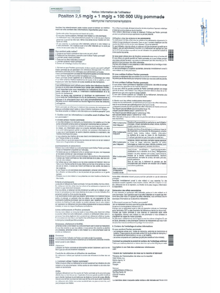 Positon Cream_Triamcinolone acetonide_1_mg per g Neomycin sulphate_2 5 ...