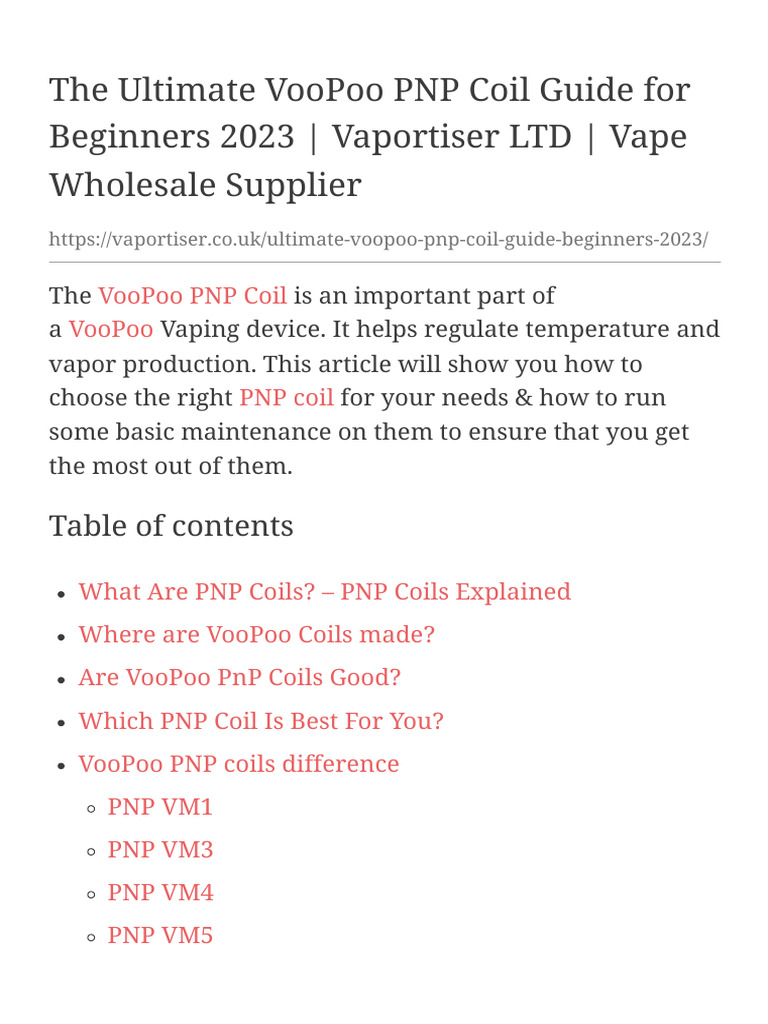 The Ultimate VooPoo PNP Coil Guide For Beginners 2+ | PDF | Electronic ...