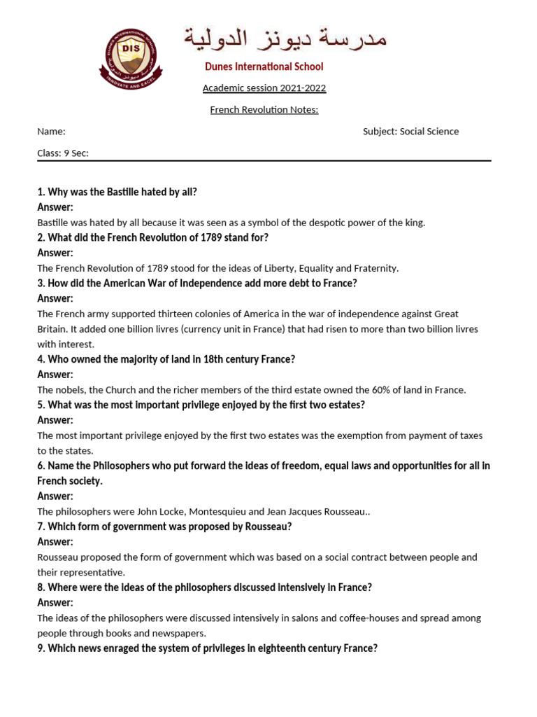 French Revolution Learning Reflection. | PDF