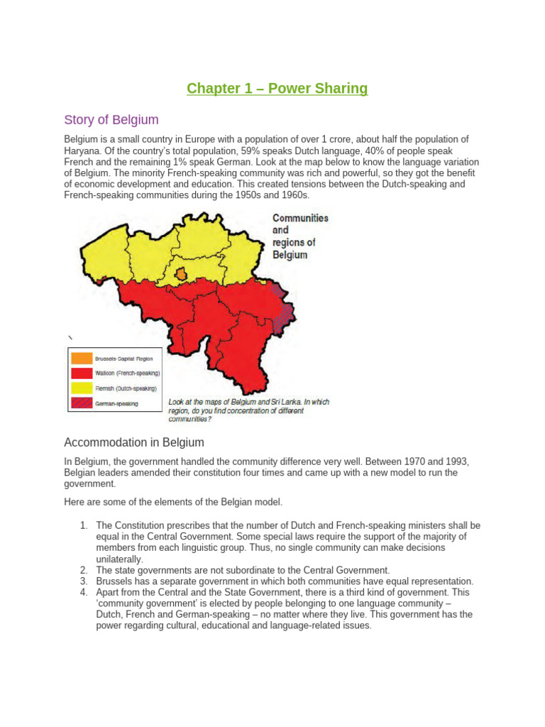 Chapter 1 Power Sharing - Notes | PDF