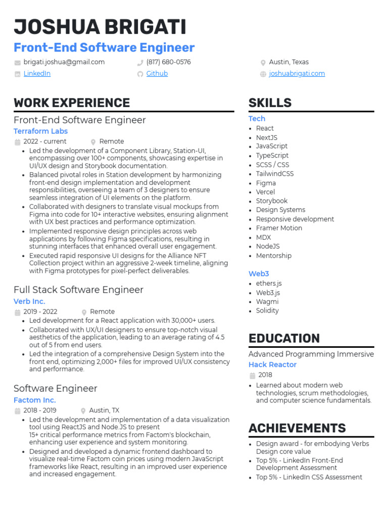 JoshuaBrigati Resume | PDF
