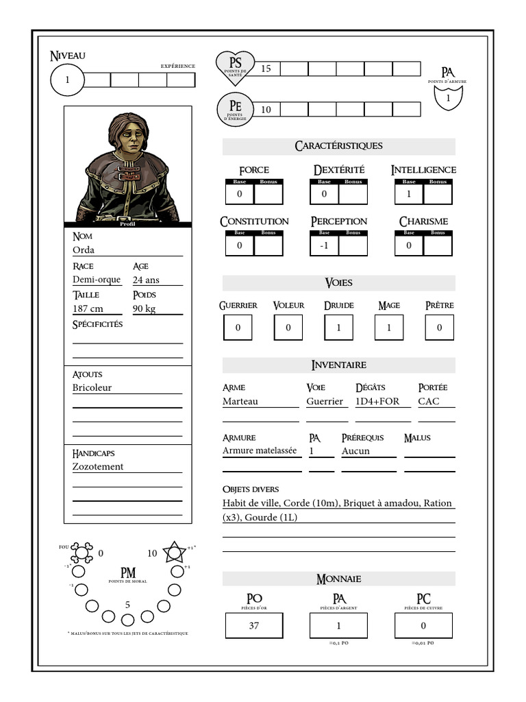 Character Sheet Orda FR V2 | PDF
