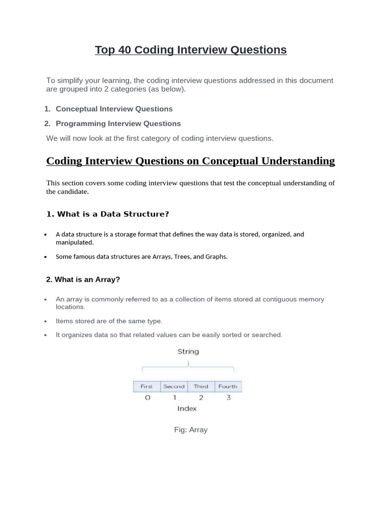Top 40 Coding Interview Questions | PDF