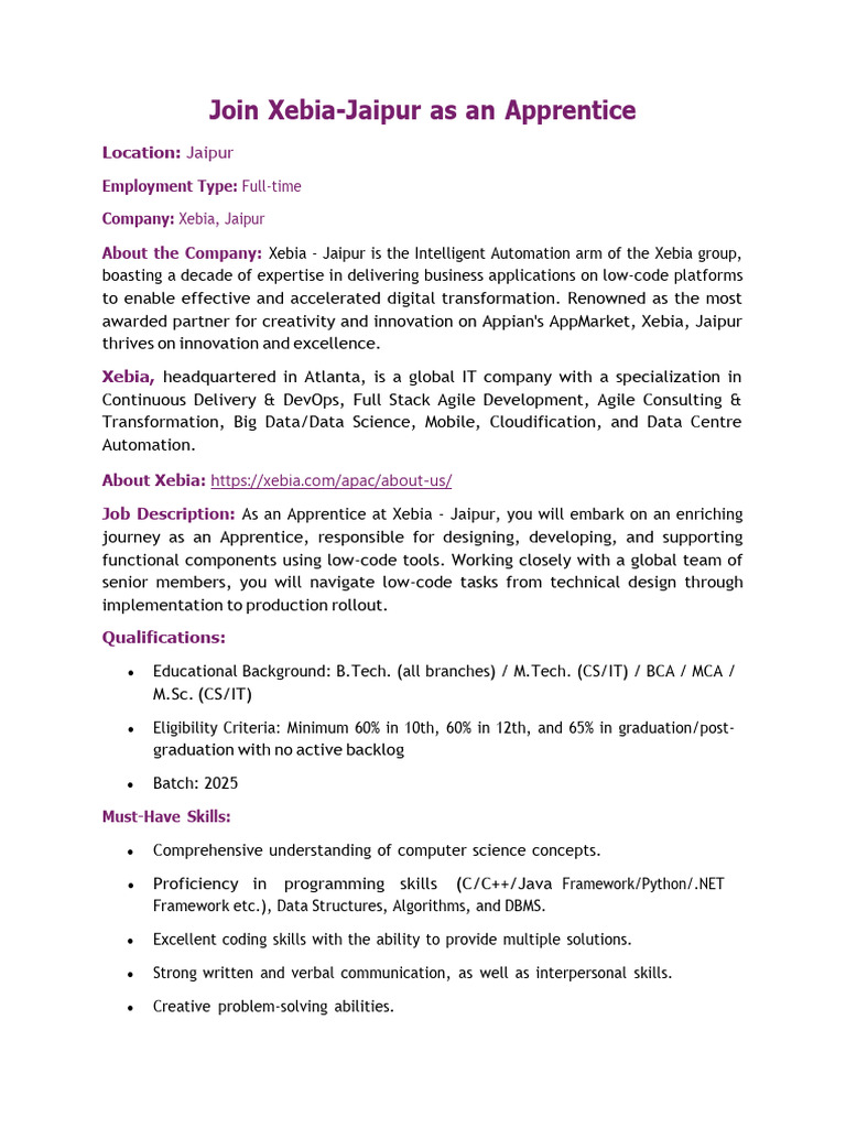 JD Apprentice 2025 | PDF