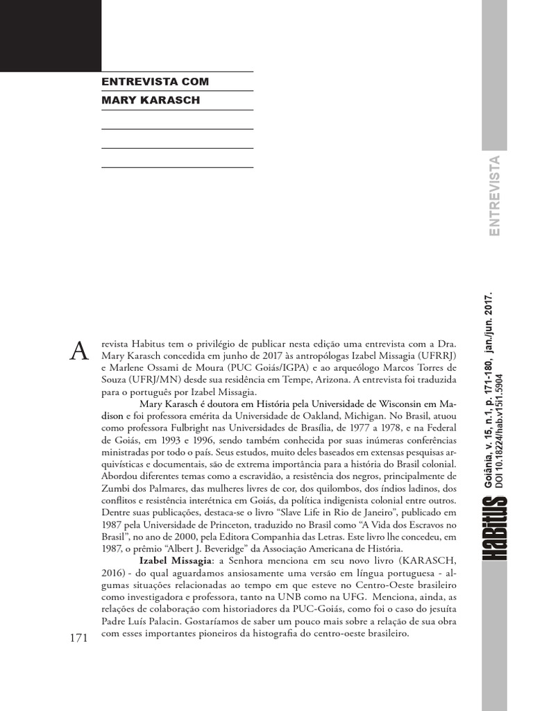 Interview With Mary Karasch | PDF