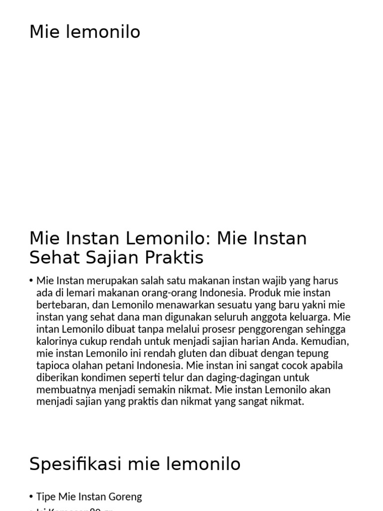 mie lemonilo tugas | PDF