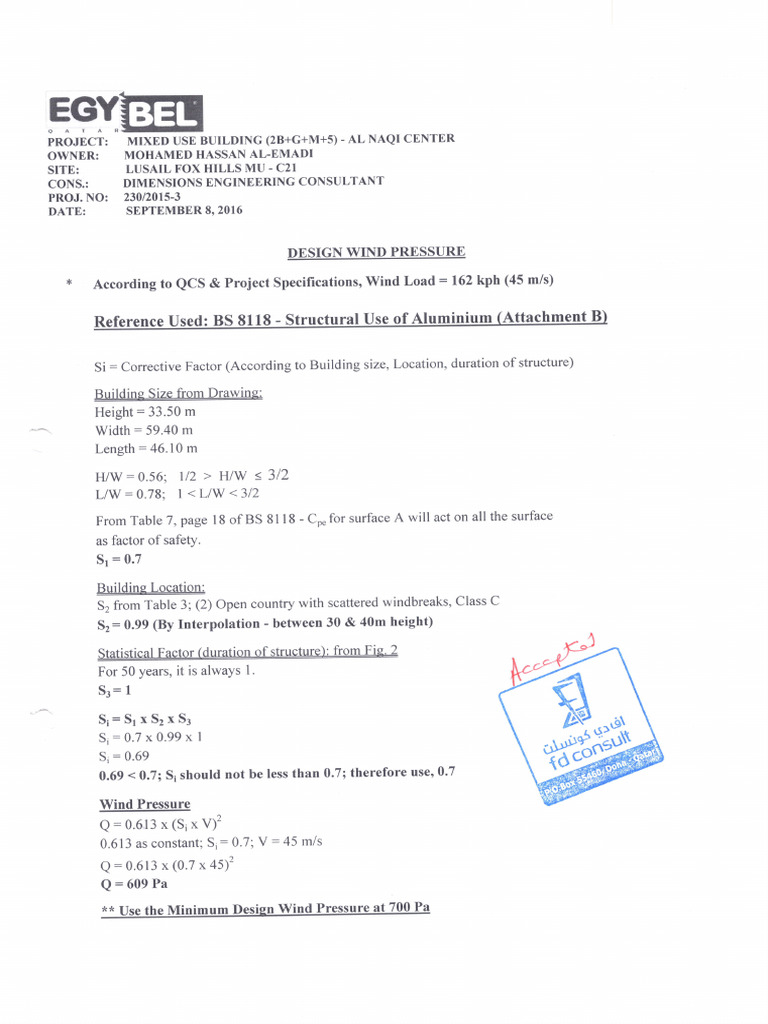 Wind Load Calculation - Third Party Approved | PDF