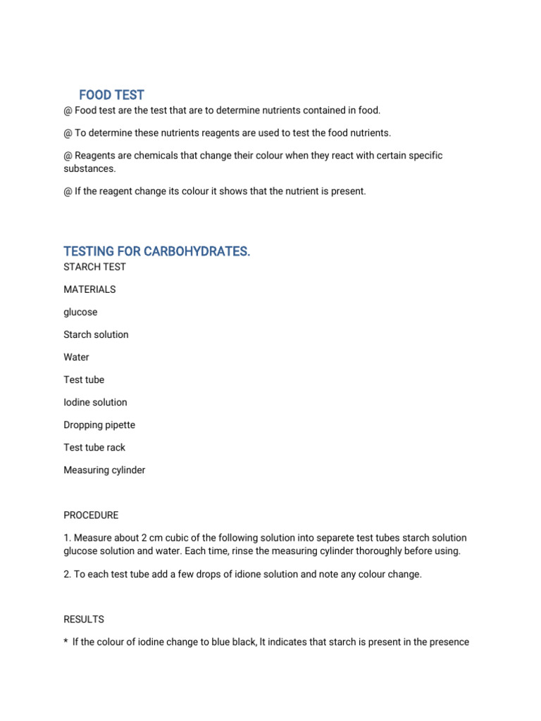 Food Test | PDF