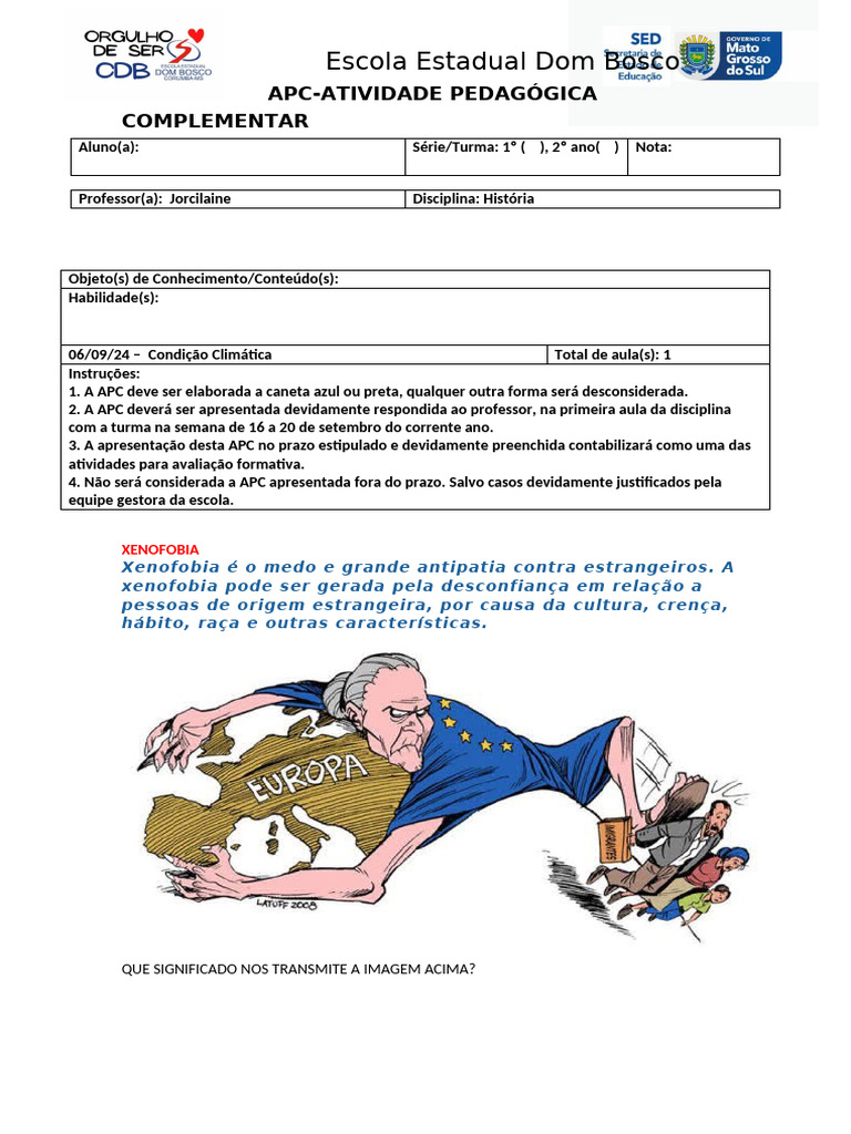 APCs - 1º, 2º Ano. 2024 | PDF