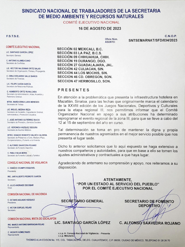 Oficio 034 Zona III | PDF