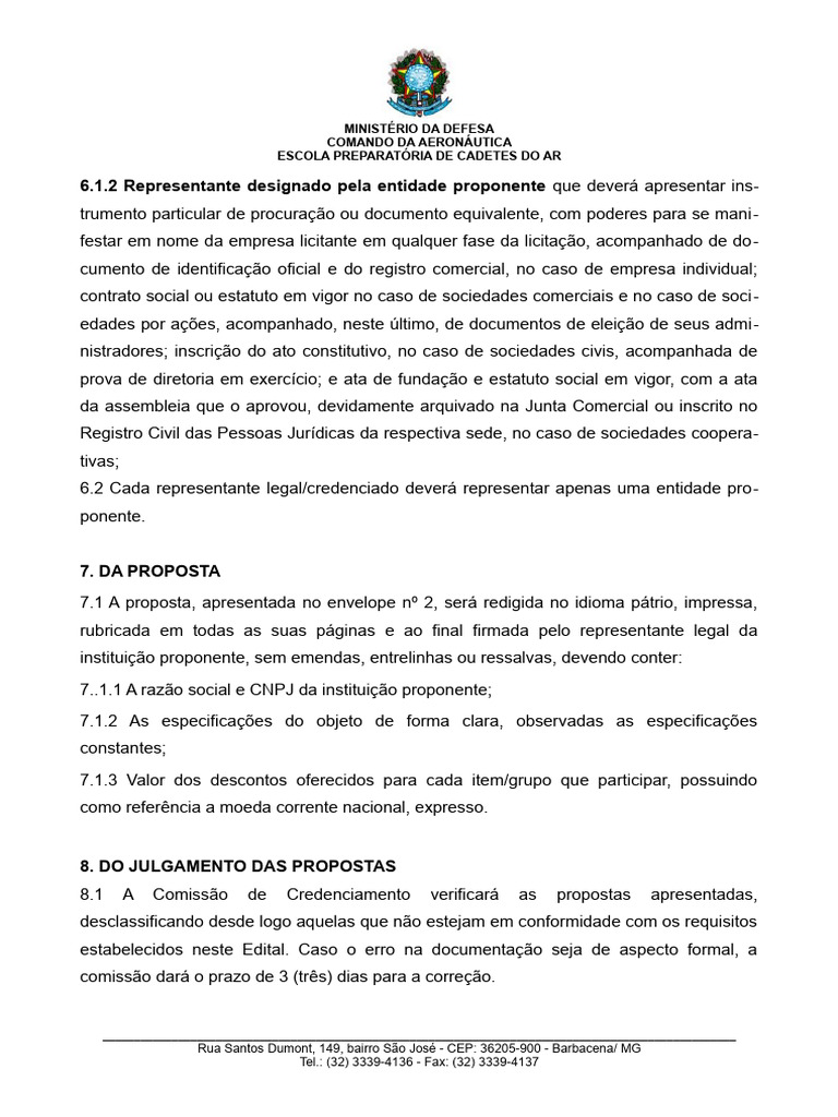 6.1.2 Representante Designado Pela Entidade Proponente | PDF