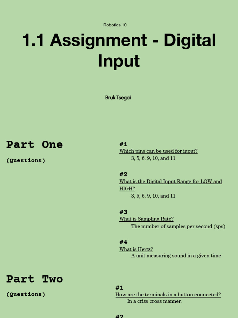 1.1 Assignment - Digital Input - Bruk Tsegai | PDF