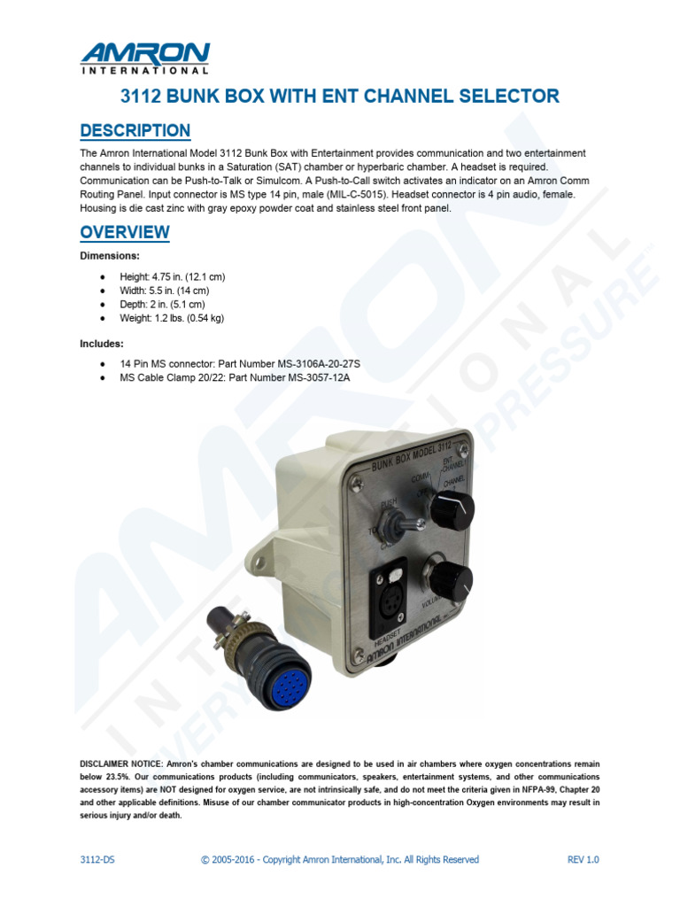 3112 Bunk Box With Ent Channel Selector Data Sheet | PDF | Computers ...