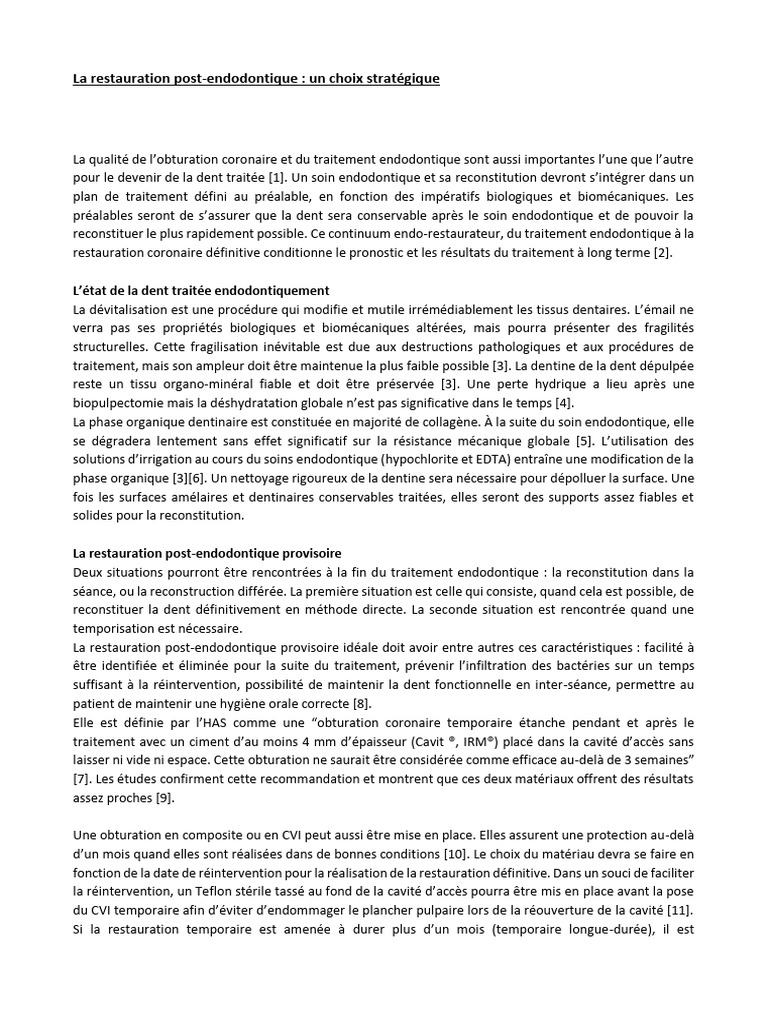 Restauration Post-Endo | PDF