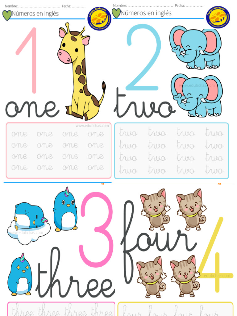 Numeros en Ingles 1-10 | PDF