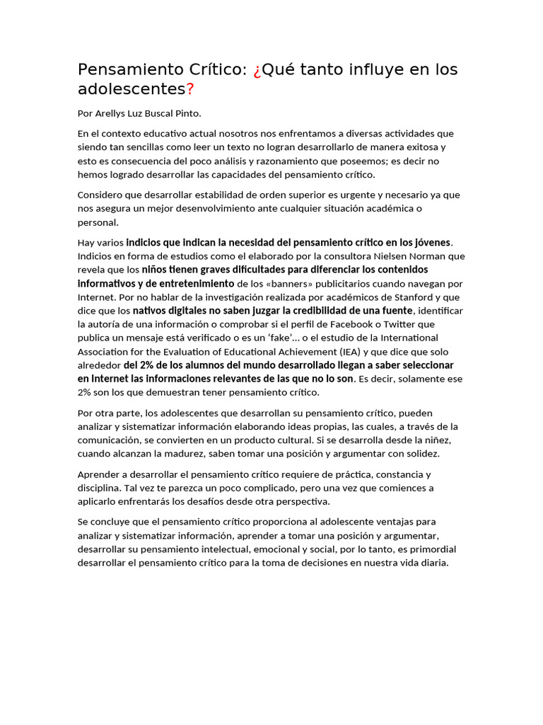 Pensamiento Crítico | PDF