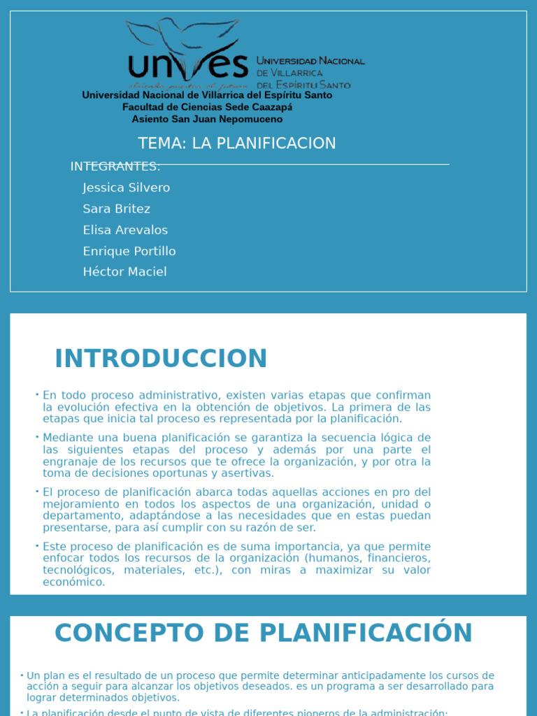 Presentación Planificacion | PDF
