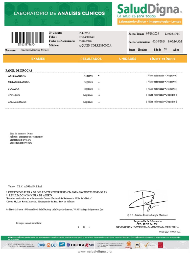 Antidoping Salud Digna Anti | PDF